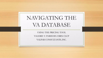 Navigating The VA Database: Using The Pricing Tool – Members AANLCP